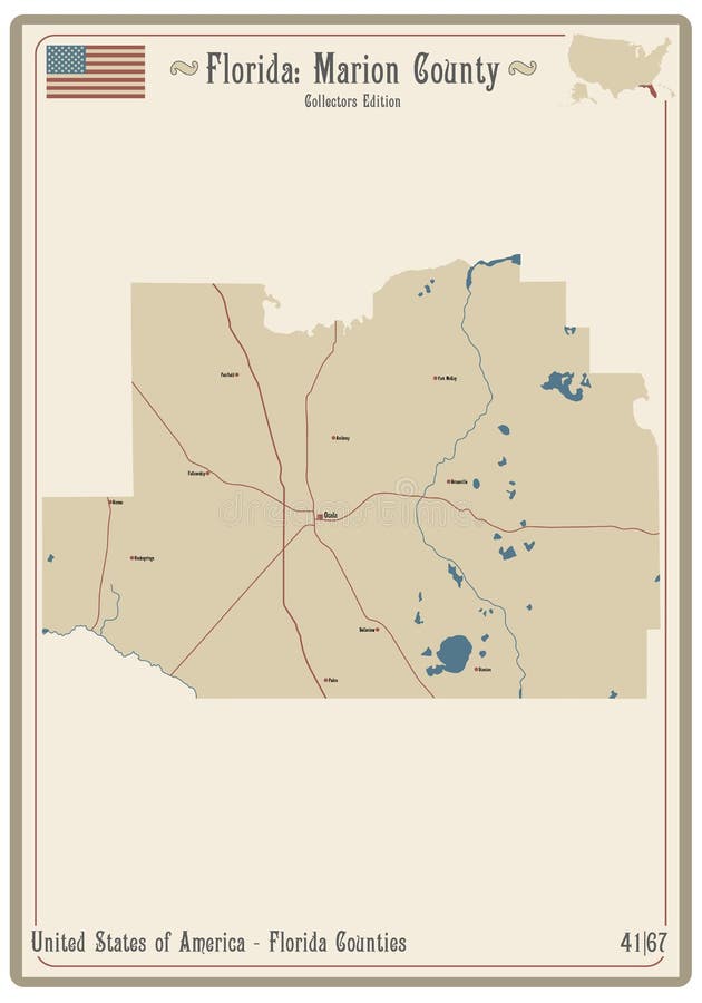 Map of Marion County in Florida Stock Vector - Illustration of colors ...