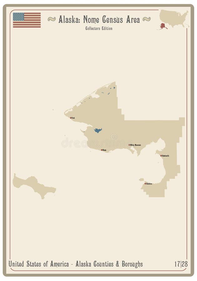Map of Nome in Alaska stock vector. Illustration of vector - 196755518