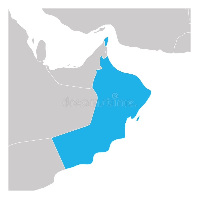 Map of Oman Green Highlighted with Neighbor Countries Stock Vector ...