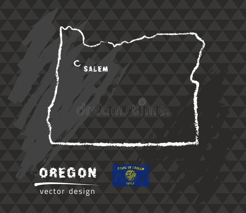 Map of Oregon, Chalk Sketch Vector Illustration Stock Vector ...