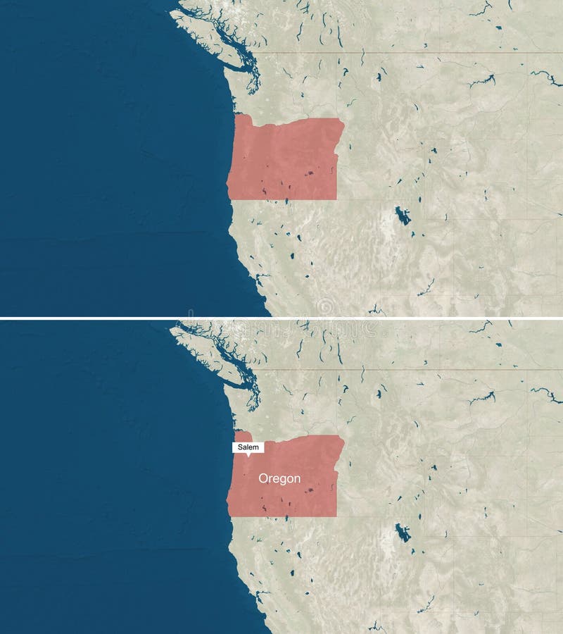 The Map of Oregon with Text, Textless Stock Illustration - Illustration ...