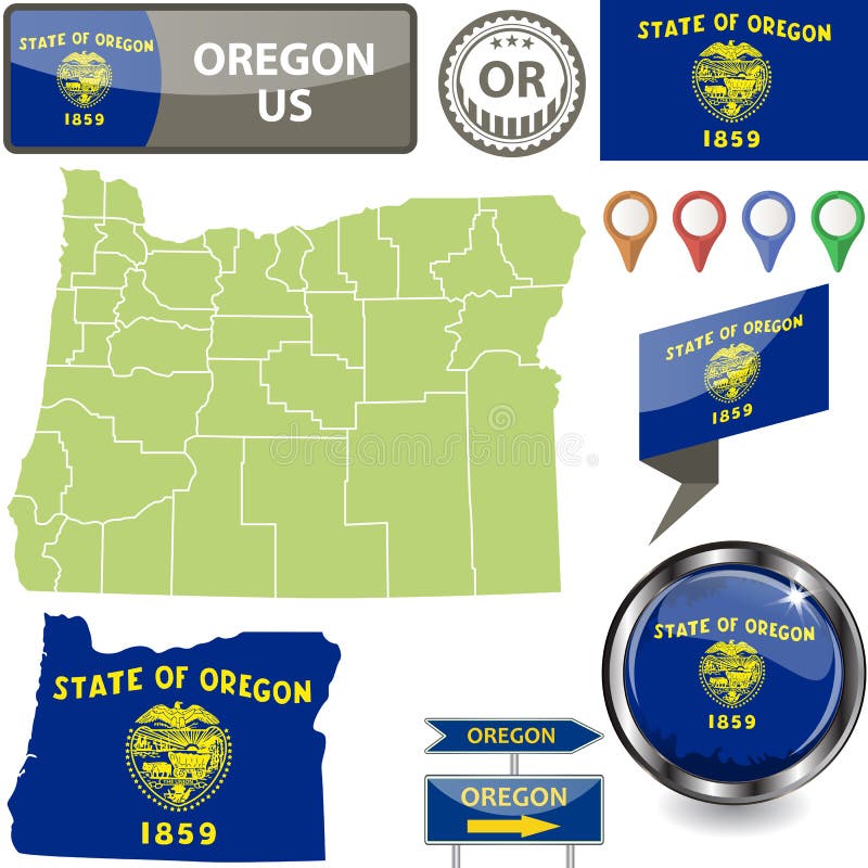 Map of Oregon, US stock vector. Illustration of silhouette - 220165142
