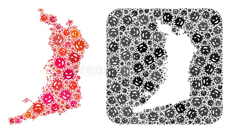 Map of Osaka Prefecture - Pandemic Virus Collage with Stencil Stock ...