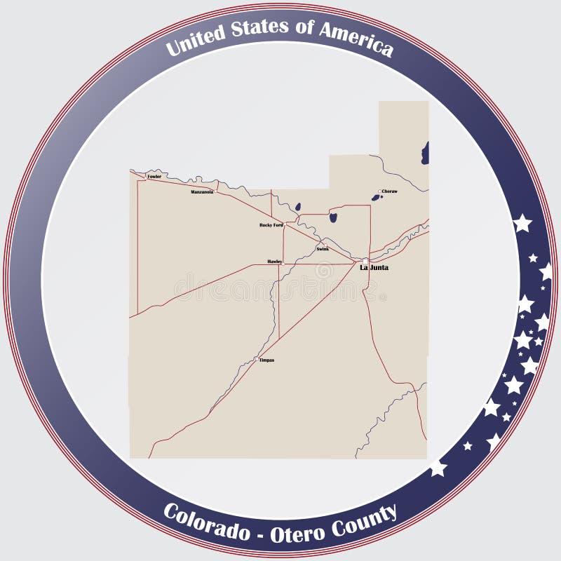 Map of Otero County in Colorado Stock Vector - Illustration of junta ...