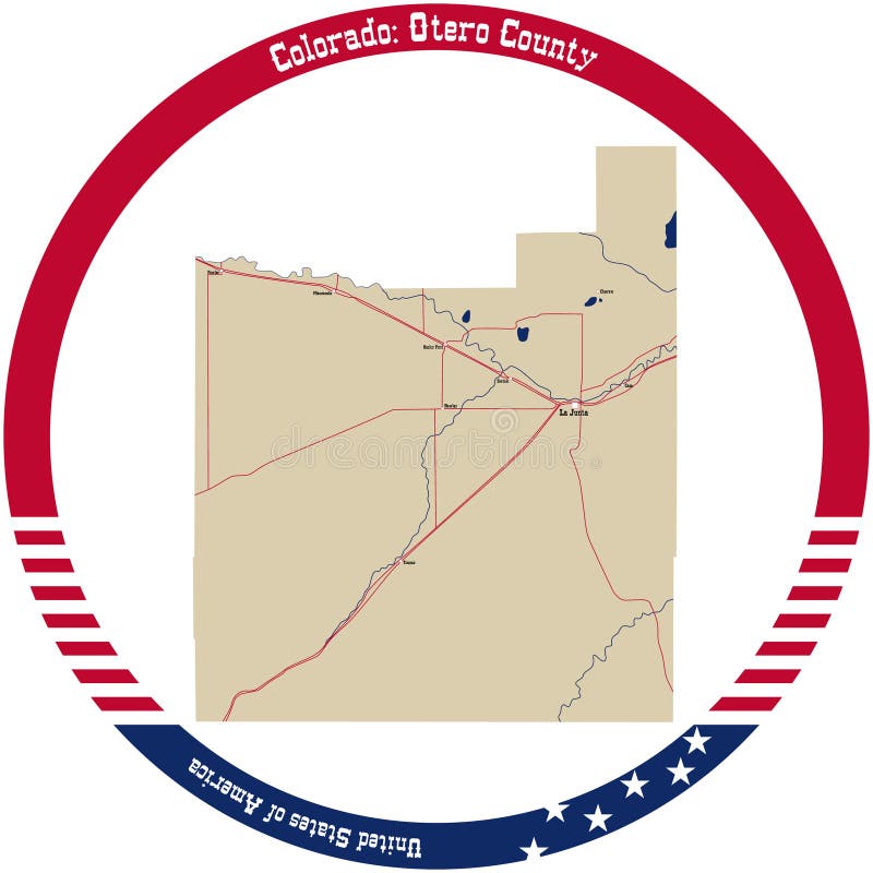 Map of Otero County in Colorado, USA Stock Vector - Illustration of ...