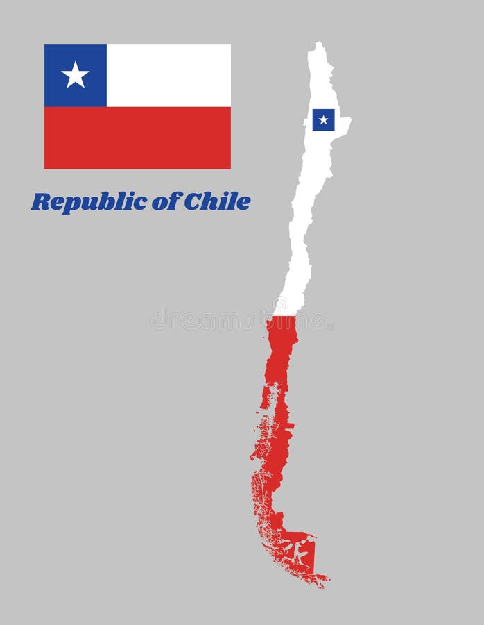 Map Outline of and Flag Chile, a Horizontal Bicolor of White and Red ...