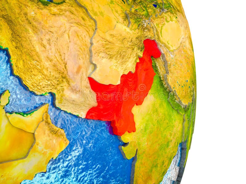 Map of Pakistan on 3D Earth Stock Illustration - Illustration of asia ...