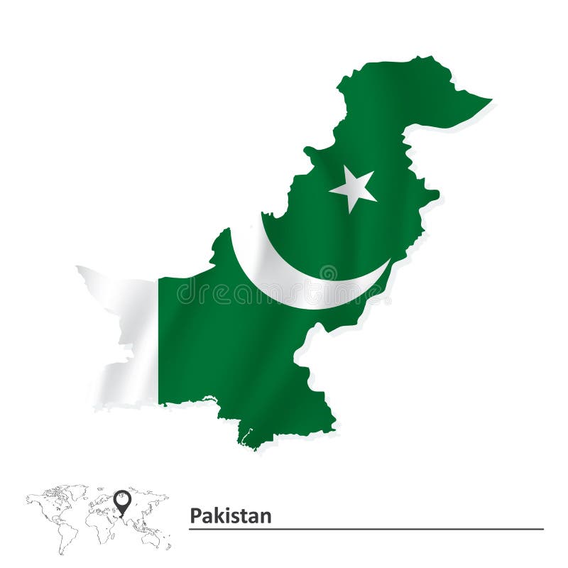 Map of Pakistan with flag stock vector. Illustration of element - 125152662