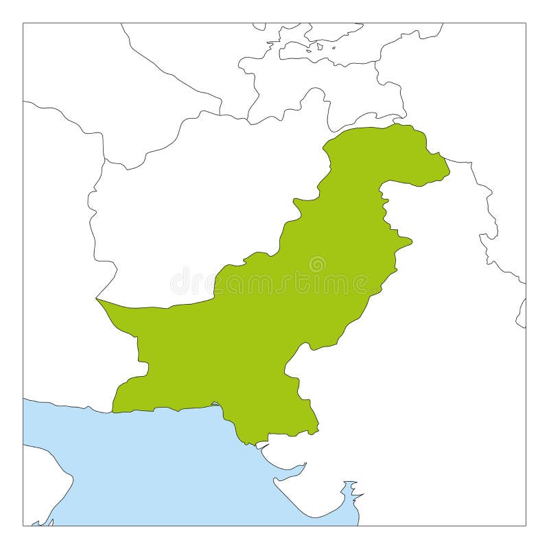 Map of Pakistan Green Highlighted with Neighbor Countries Stock Vector ...