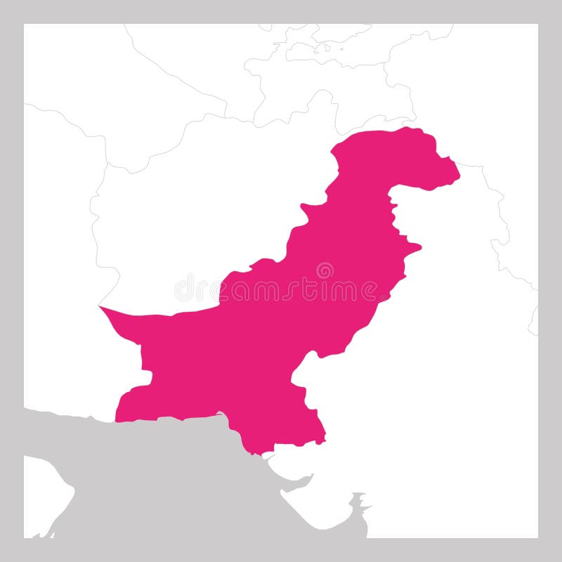 Map of Pakistan Pink Highlighted with Neighbor Countries Stock Vector ...