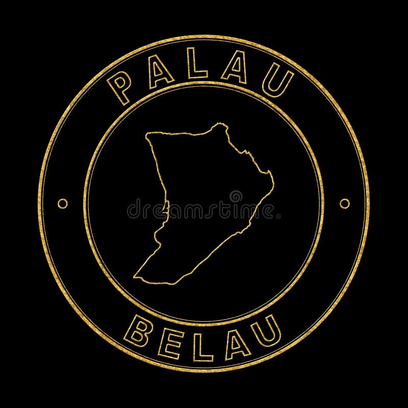 Map of Palau, Golden Stamp Black Background Stock Illustration ...