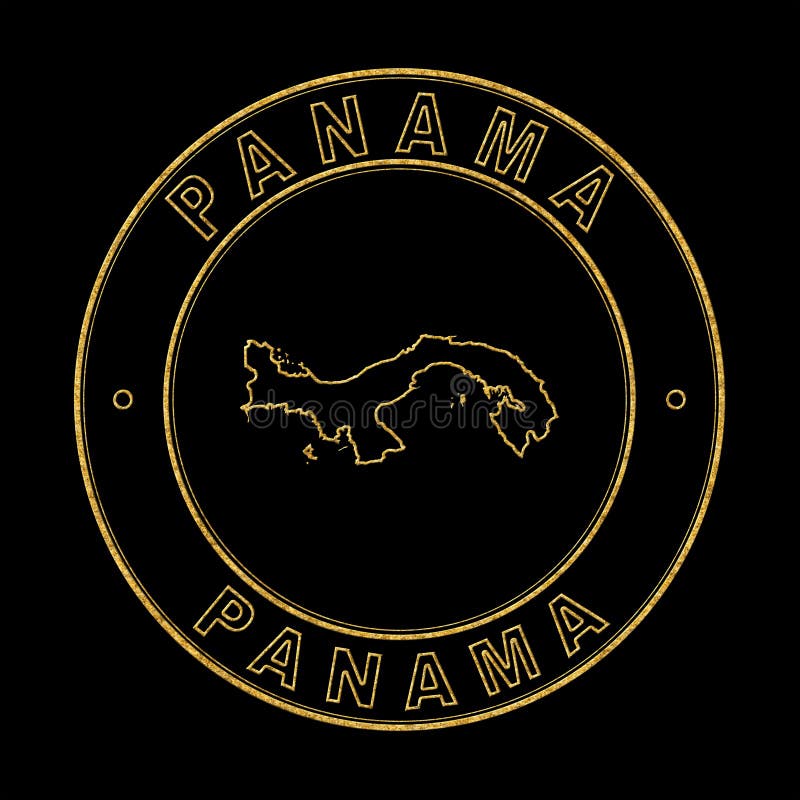 Map of Panama, Golden Stamp Black Background Stock Illustration ...