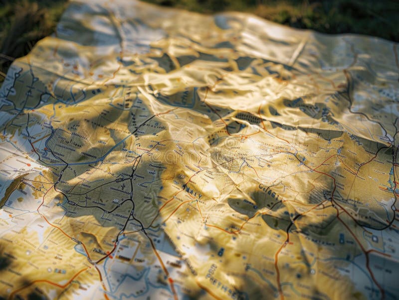 Map on Paper stock photo. Image of teaching, route, adventure - 375616408