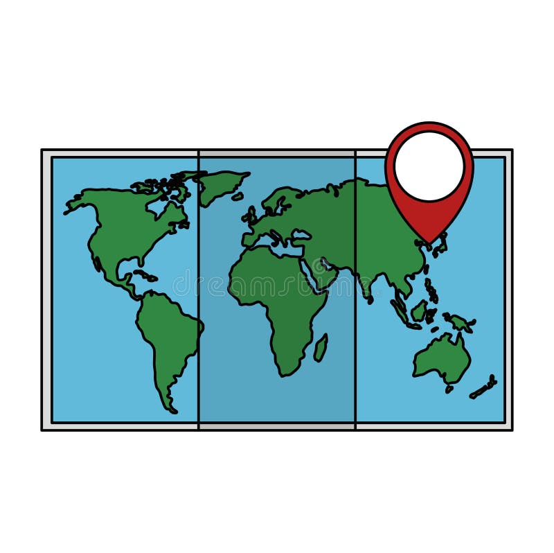 Map Paper with Pin Location Stock Illustration - Illustration of ...