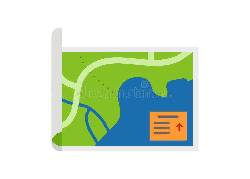 Map Paper. Rolled Map Paper on the Left Side. Simple Flat Illustration ...