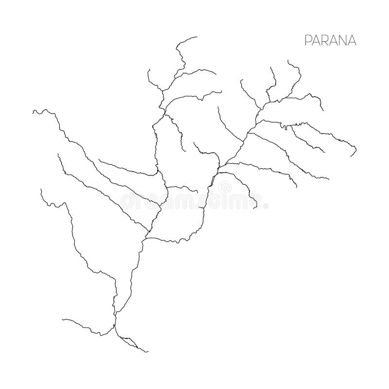 Map of Parana River Drainage Basin. Simple Thin Outline Vector ...