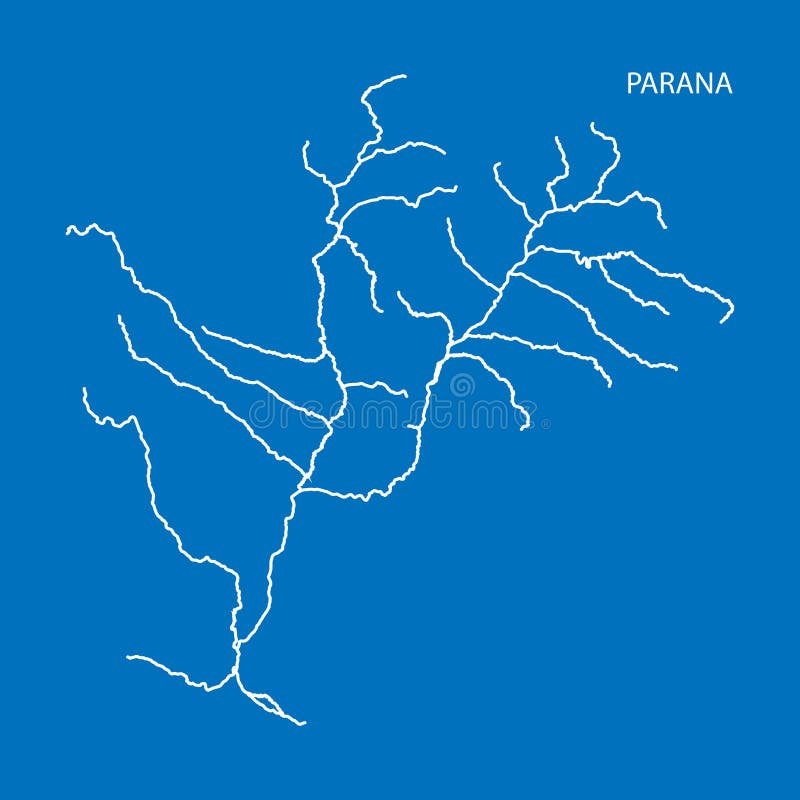 Map of Parana River Drainage Basin. Simple Thin Outline Vector ...