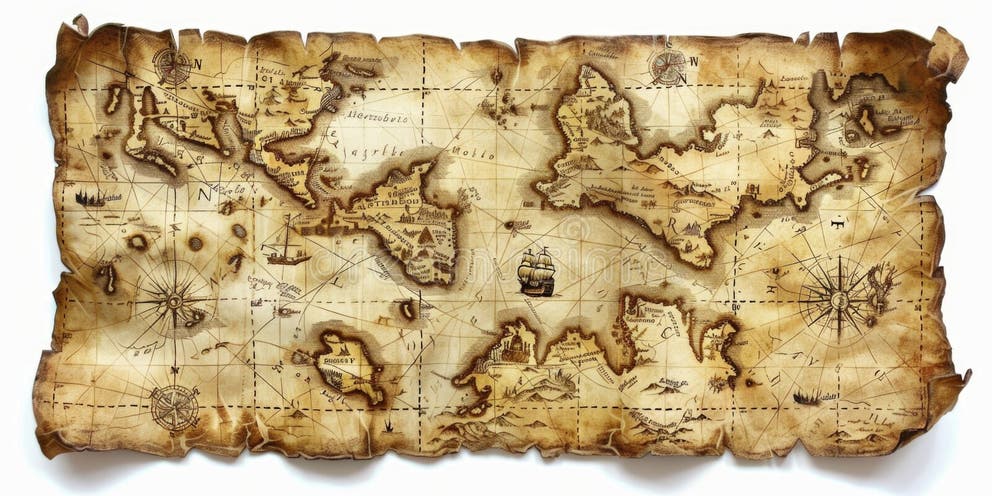 Map Parchment stock image. Image of medieval, aged, travel - 375420091