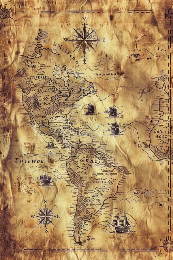 Map Parchment stock photo. Image of world, medieval - 375521860
