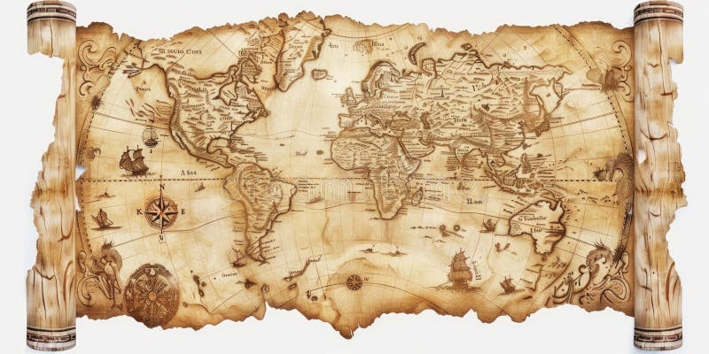 Map on Parchment stock image. Image of parchment, ancient - 375461639