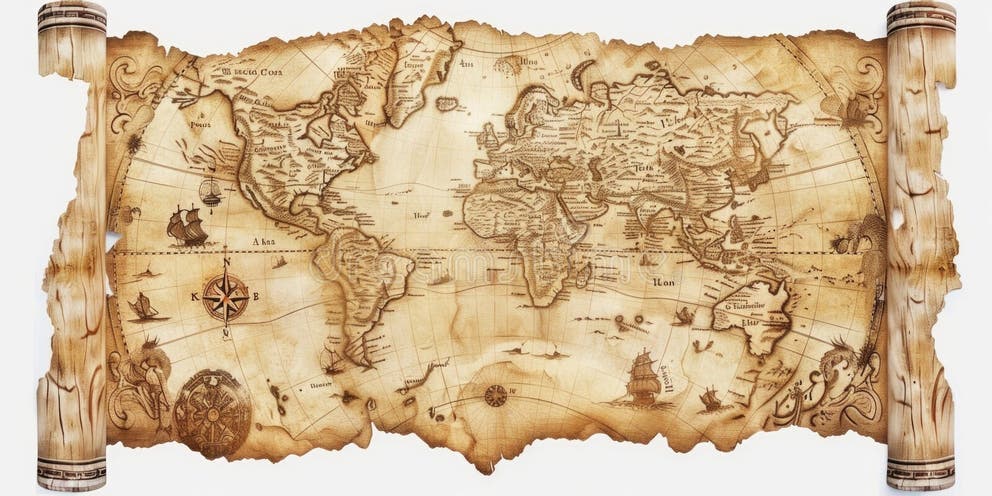 Map on Parchment stock image. Image of parchment, ancient - 375461639