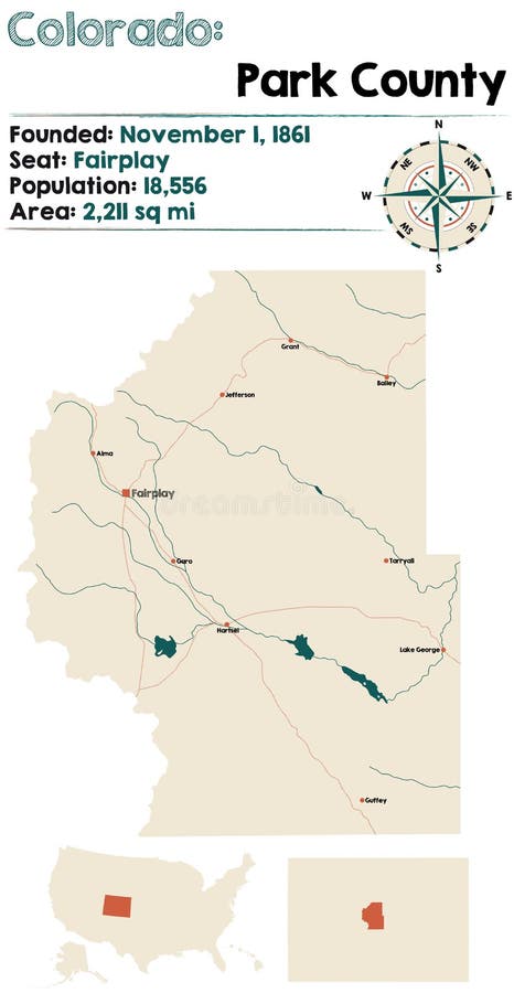 Map of Park County in Colorado Stock Vector - Illustration of ...