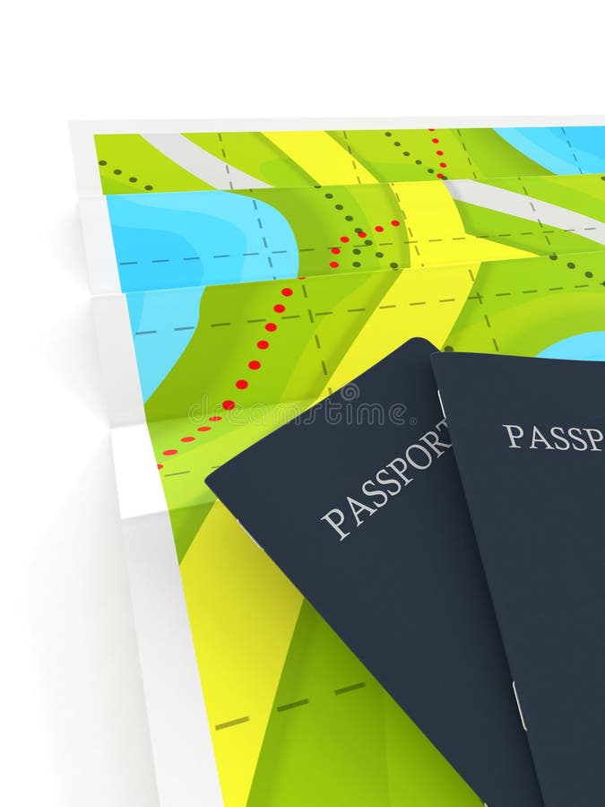 Map with passports stock illustration. Illustration of recreation ...
