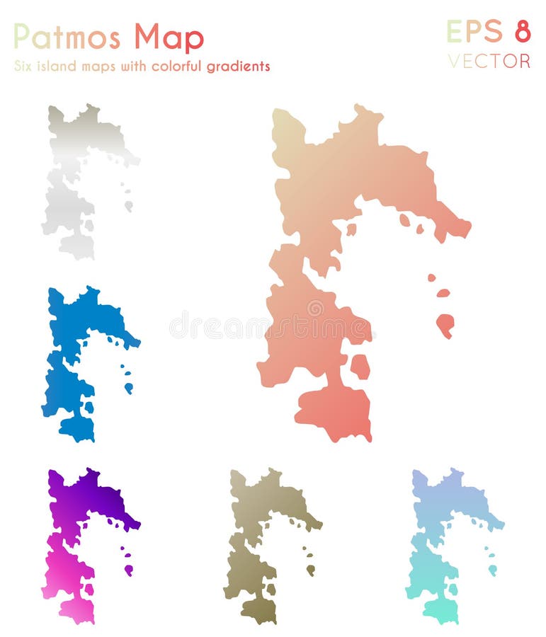 Map of Patmos with Beautiful Gradients. Stock Vector - Illustration of ...