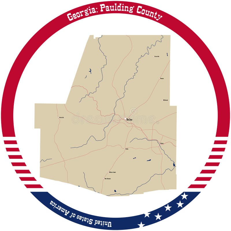 Map of Paulding County in Georgia, USA Stock Vector - Illustration of ...