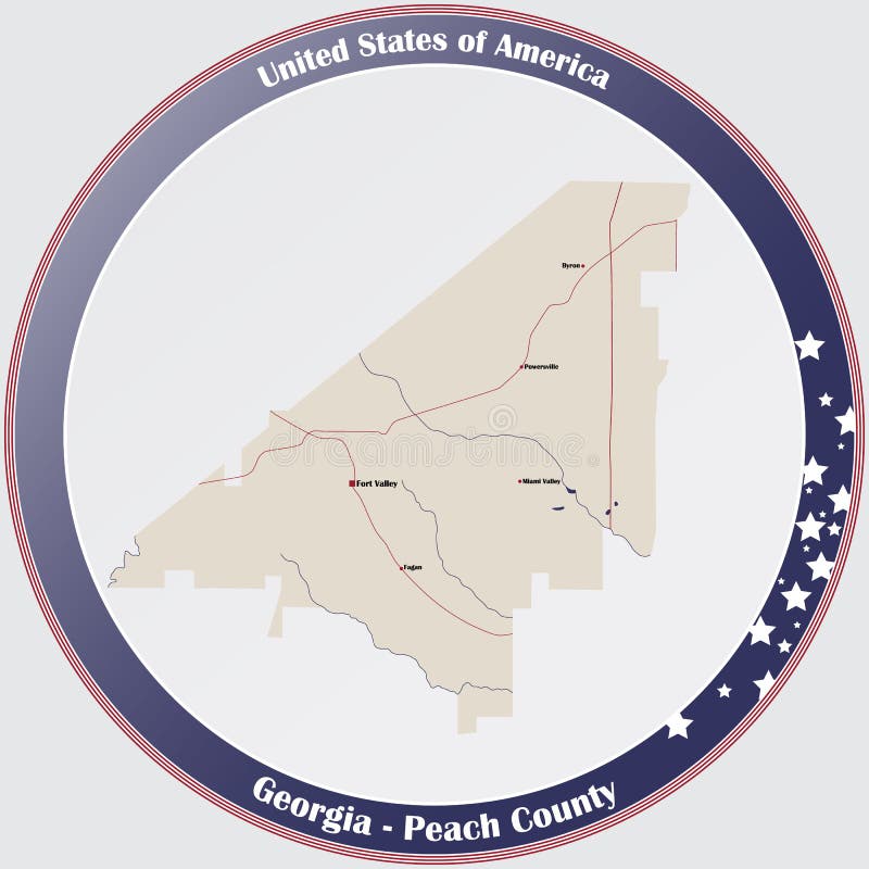 Map of Peach County in Georgia Stock Vector - Illustration of federal ...
