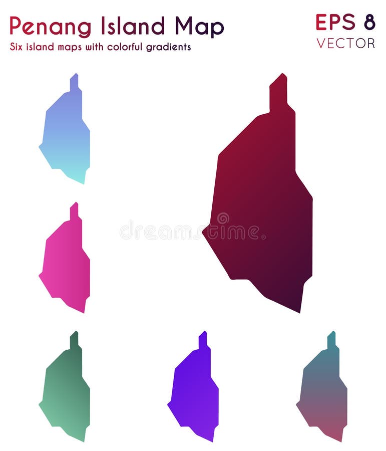 Map of Penang Island with Beautiful Gradients. Stock Vector ...