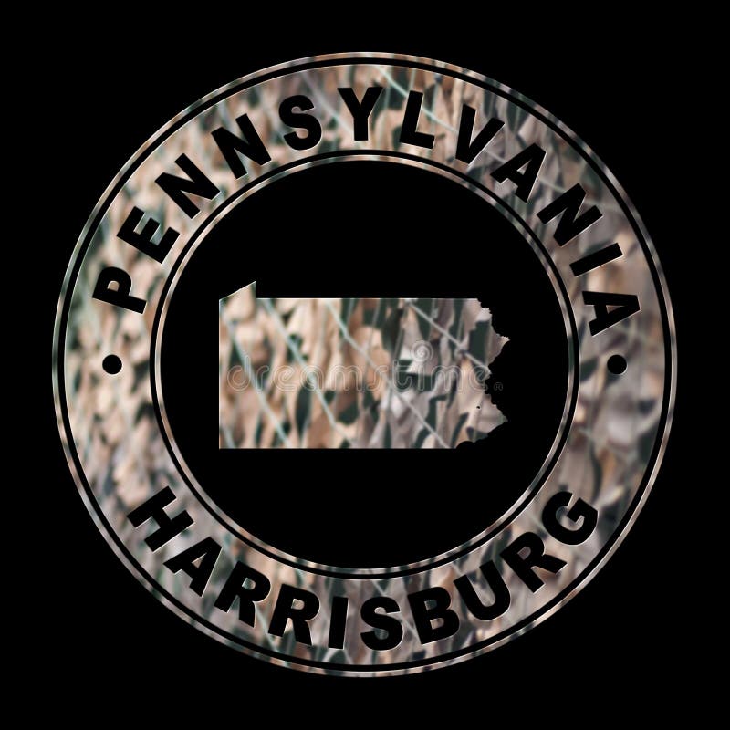 Map of Pennsylvania, Military Stamp Stock Illustration - Illustration ...