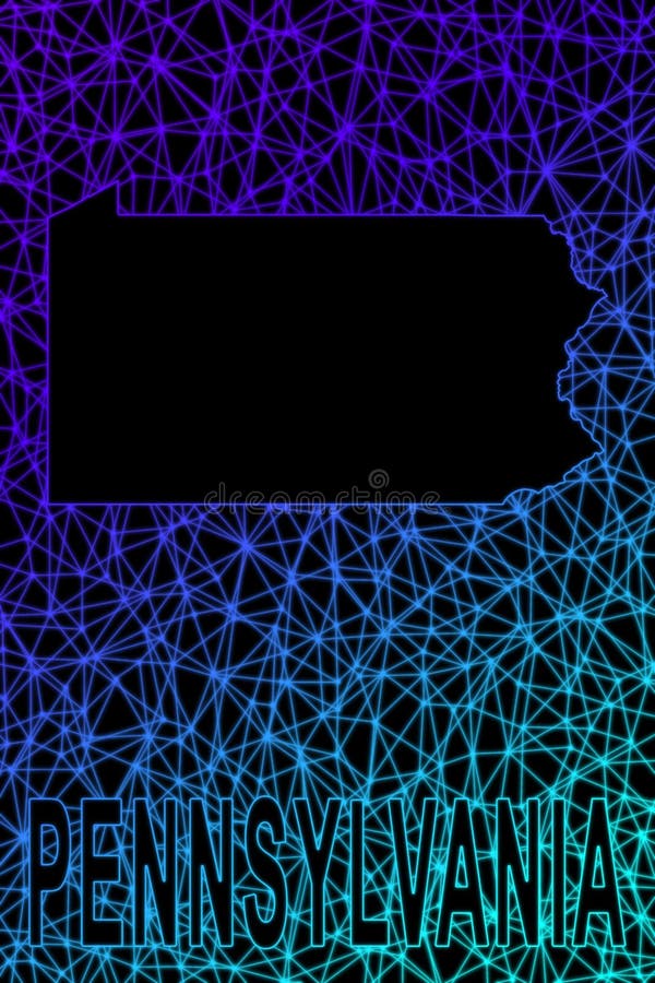 Map of Pennsylvania, Polygonal Mesh Line Map Stock Illustration ...