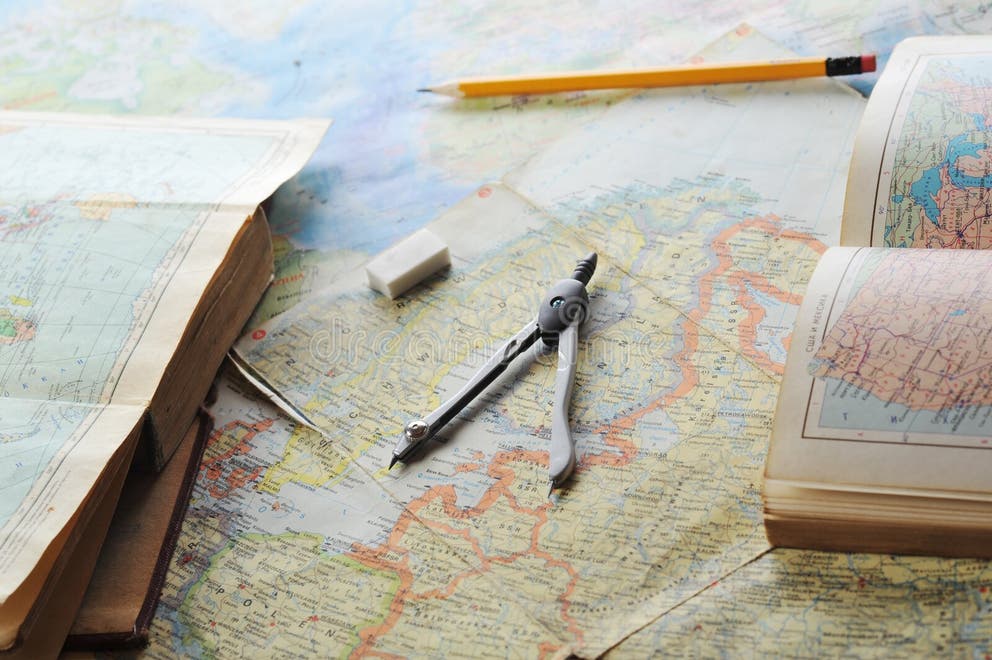 Map and pensil stock photo. Image of land, atlantic, tourism - 12578784