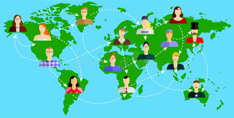 Map and people stock vector. Illustration of flat, ethnicity - 82490312