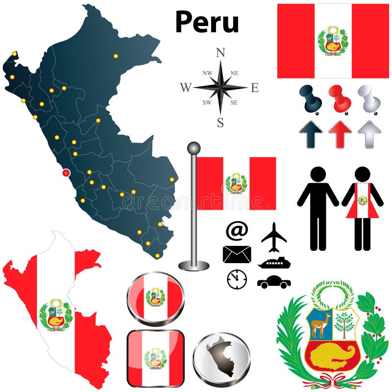 Map of Peru stock vector. Illustration of geography, republic - 29635677
