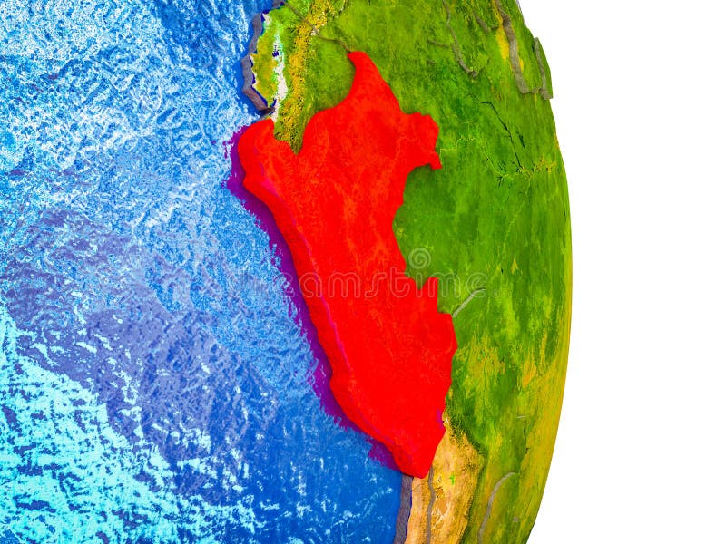 Map of Peru on 3D Earth stock illustration. Illustration of south ...