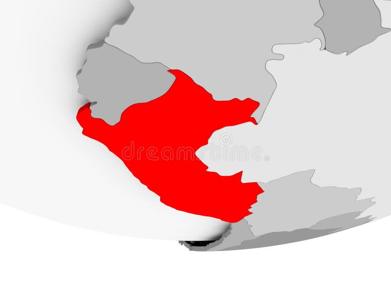 Map of Peru on Grey Political Globe Stock Illustration - Illustration ...