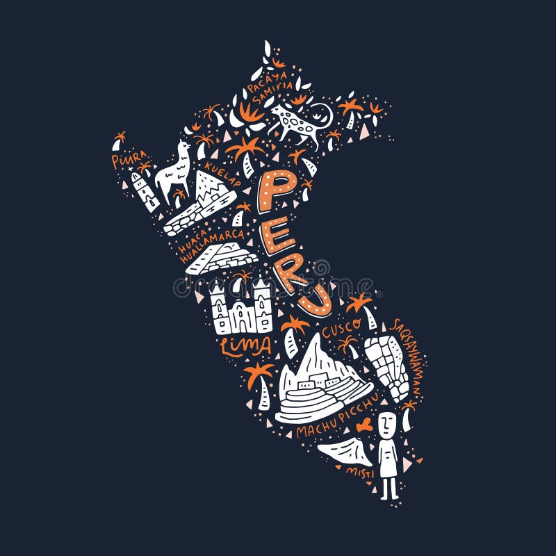 Map of Peru stock vector. Illustration of geographical - 91424731