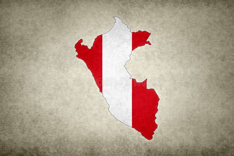 Map of Peru with Its Flag on a Paper Stock Illustration - Illustration ...