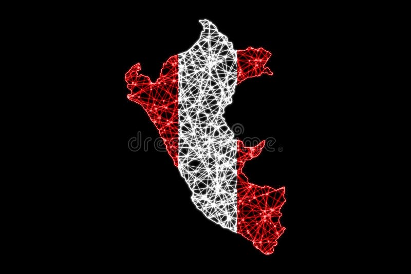 Map of Peru, Polygonal Mesh Line Map Stock Illustration - Illustration ...