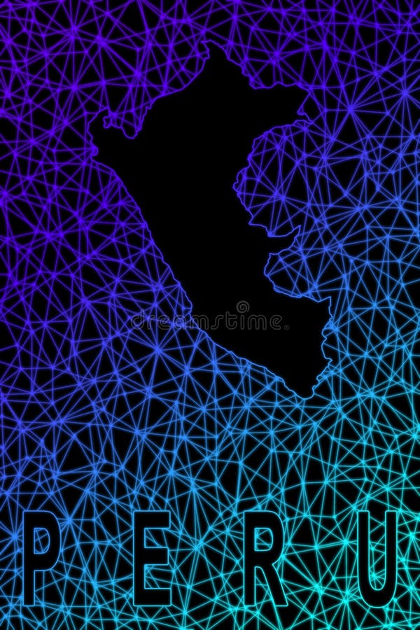 Map of Peru, Polygonal Mesh Line Map Stock Illustration - Illustration ...