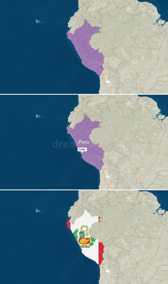 The Map of Peru with Text, Textless, and with Flag Stock Illustration ...