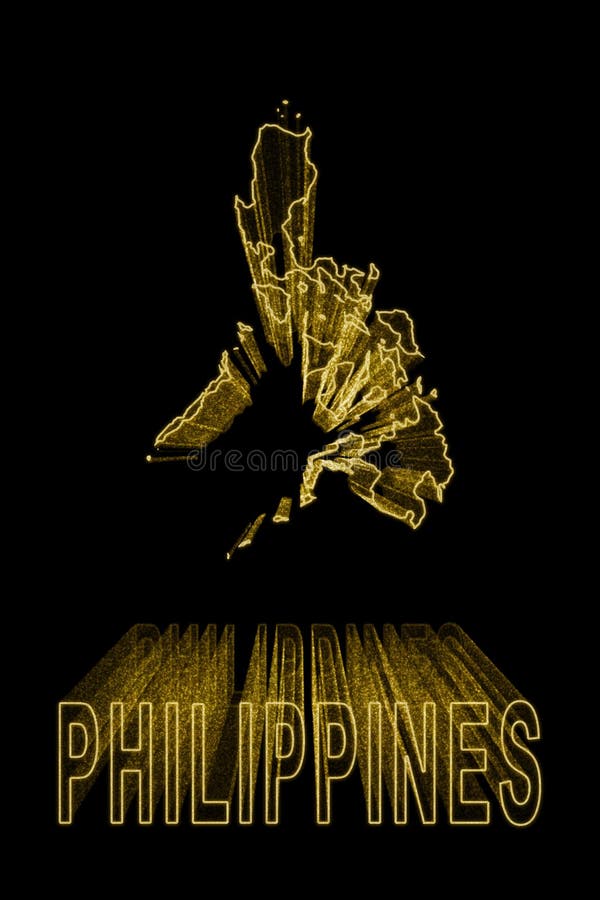 Map of Philippines, Gold Map on Black Background Stock Illustration ...
