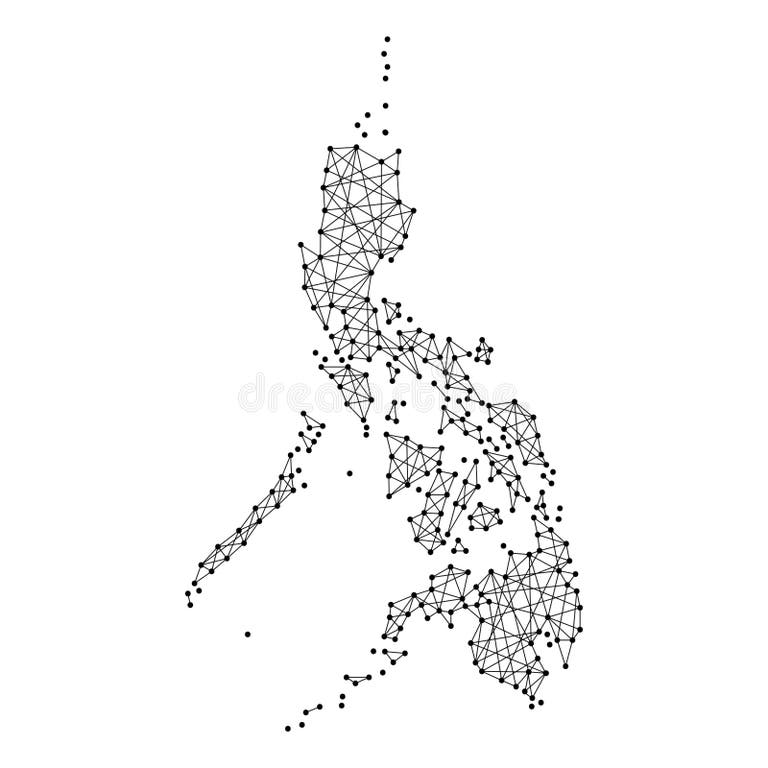 Map of Philippines from Polygonal Black Lines, Dots of Illustration ...