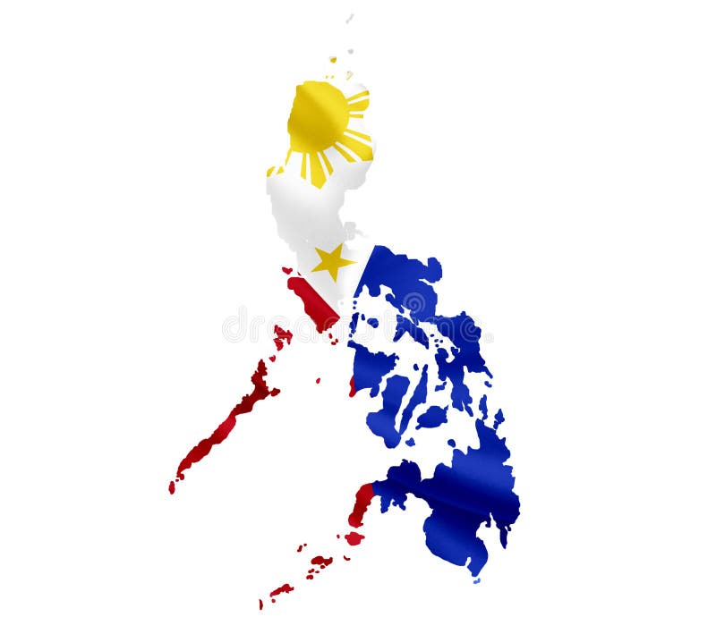 Map of Philippines with Waving Flag Isolated on White Stock Image ...