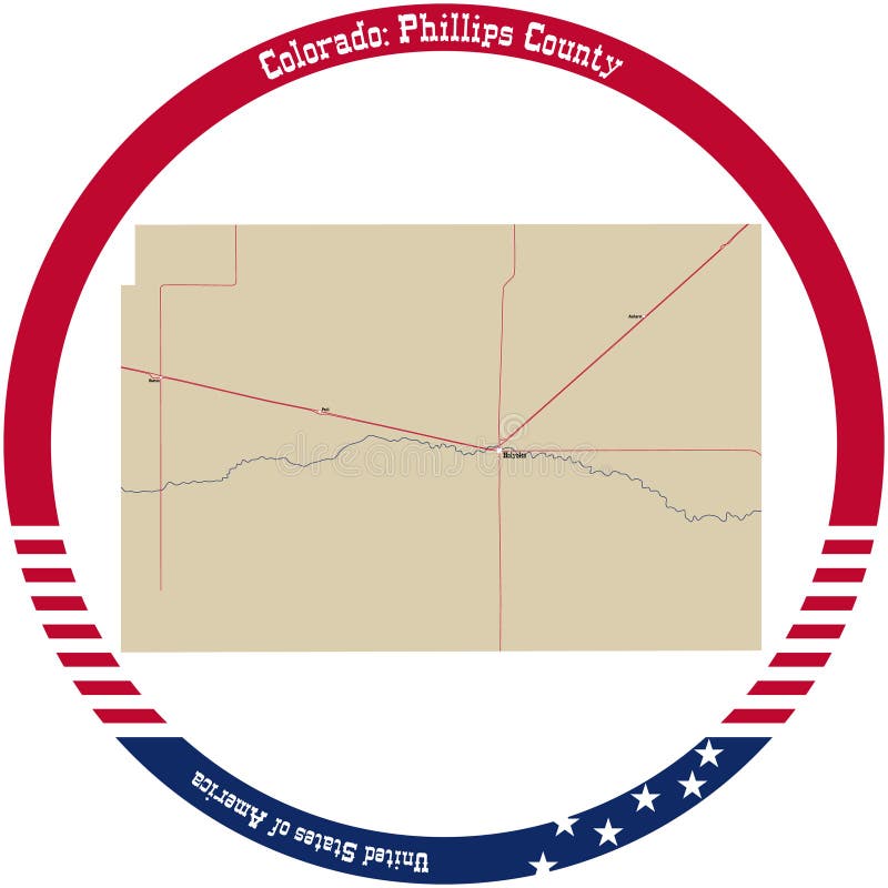 Map of Phillips County in Colorado, USA. Stock Illustration ...