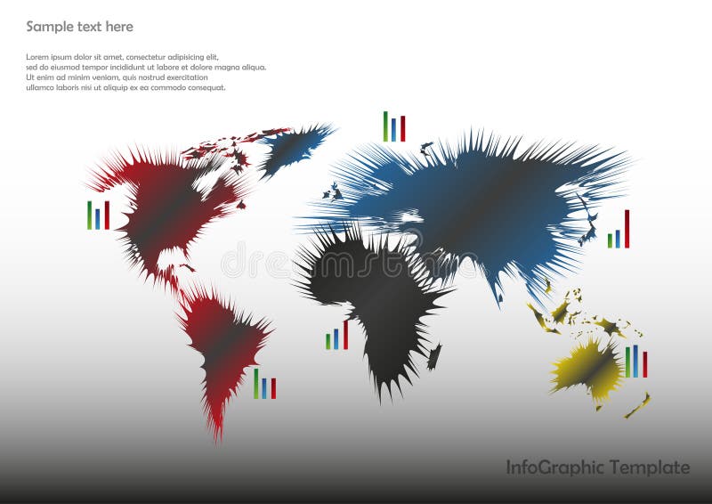 Map with pie charts stock vector. Illustration of continent - 41844518