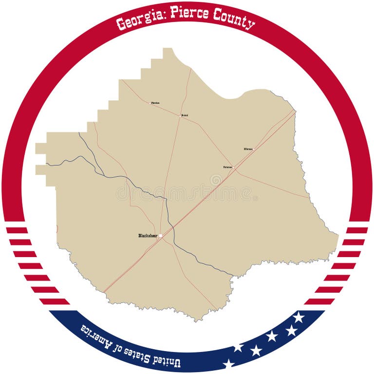 Map of Pierce County in Georgia, USA Stock Vector - Illustration of colors, blackshear: 355207909