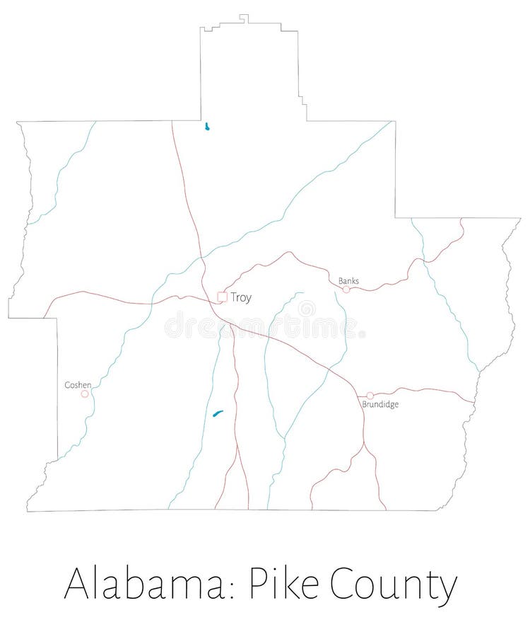 Alabama: Pike county map stock vector. Illustration of highway - 94072201